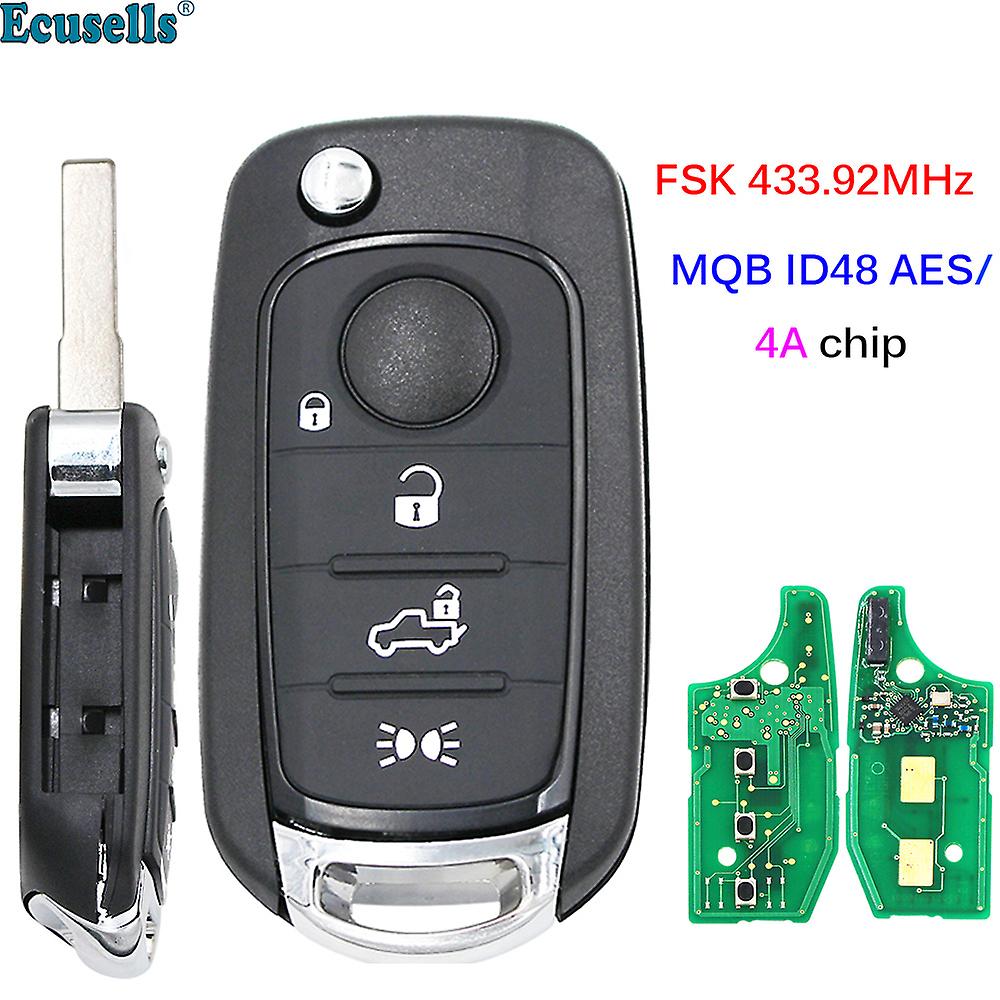 4 Buttons Flip Remote Key Fsk 433.92mhz 4a Chip For Fiat Egea Tipo 500x ...