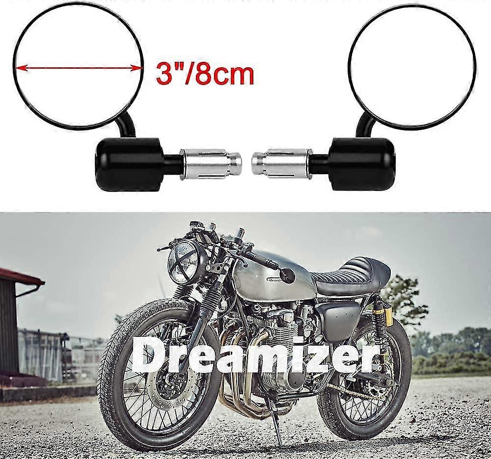 Round Motorcycle Rear View Mirror, 7/8" 22mm Handlebar End Mirrors For ...