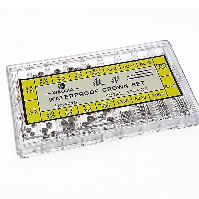 170Pcs/Box Watch Crown Parts Replacement Assorted Dome Flat Head Watch ...