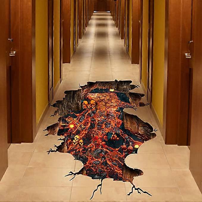 Scary Halloween Skull Skeleton Floor Decals 3D Spooky Flame and Lava ...