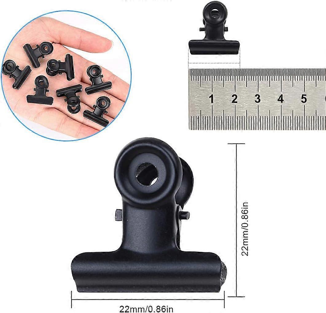 Small Clips, 50pcs Metal Binder Clips, 22mm Bulldog Paper Clips, Black ...