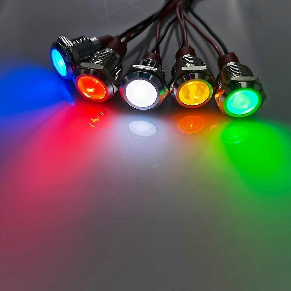 5pcs 12mm 12/24vdc Led Metal Indicator - Waterproof Light Signal Pilot ...