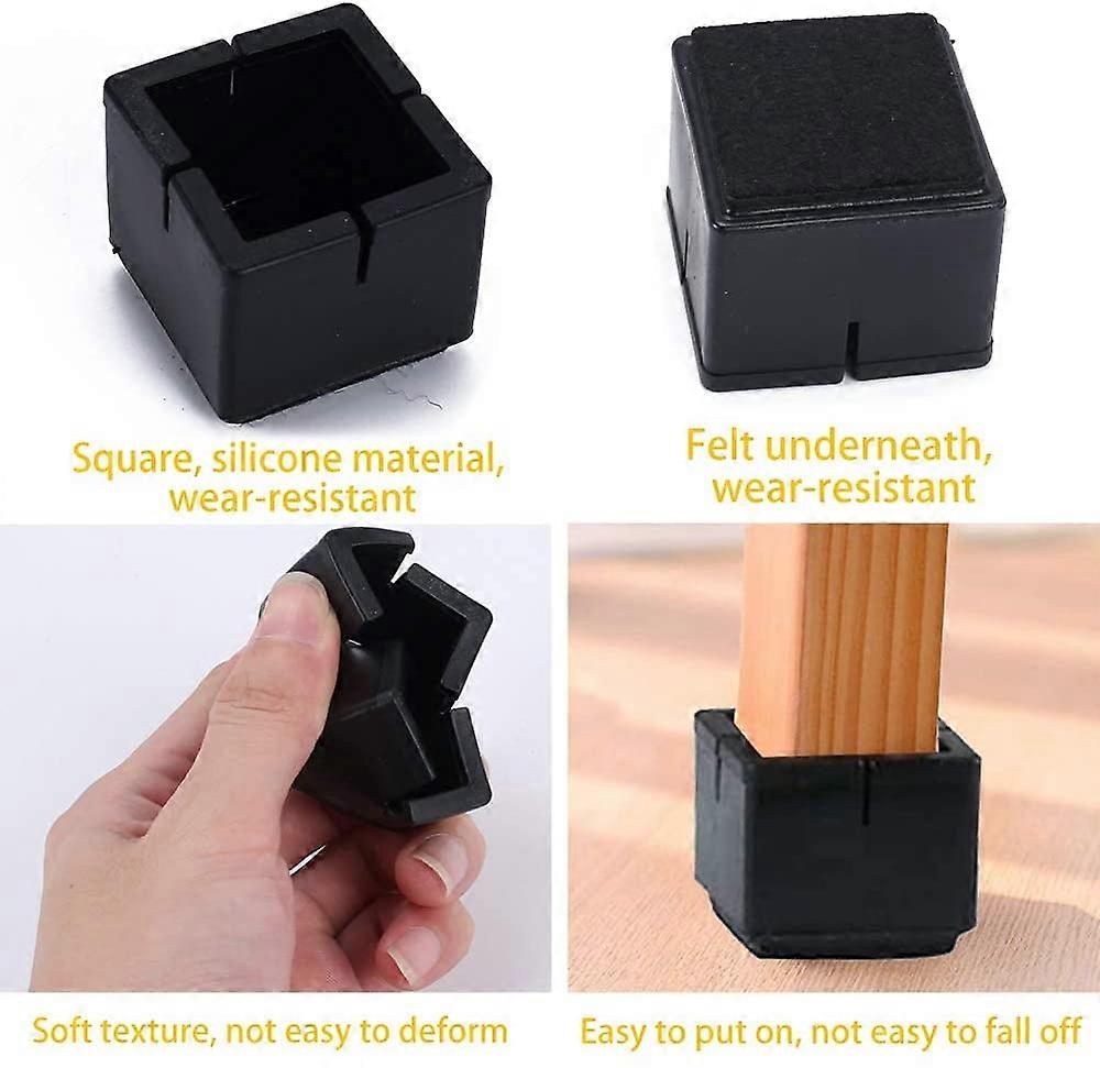 24Pcs Leg Protectors PVC Table and Chair Leg Protectors Square Caps ...