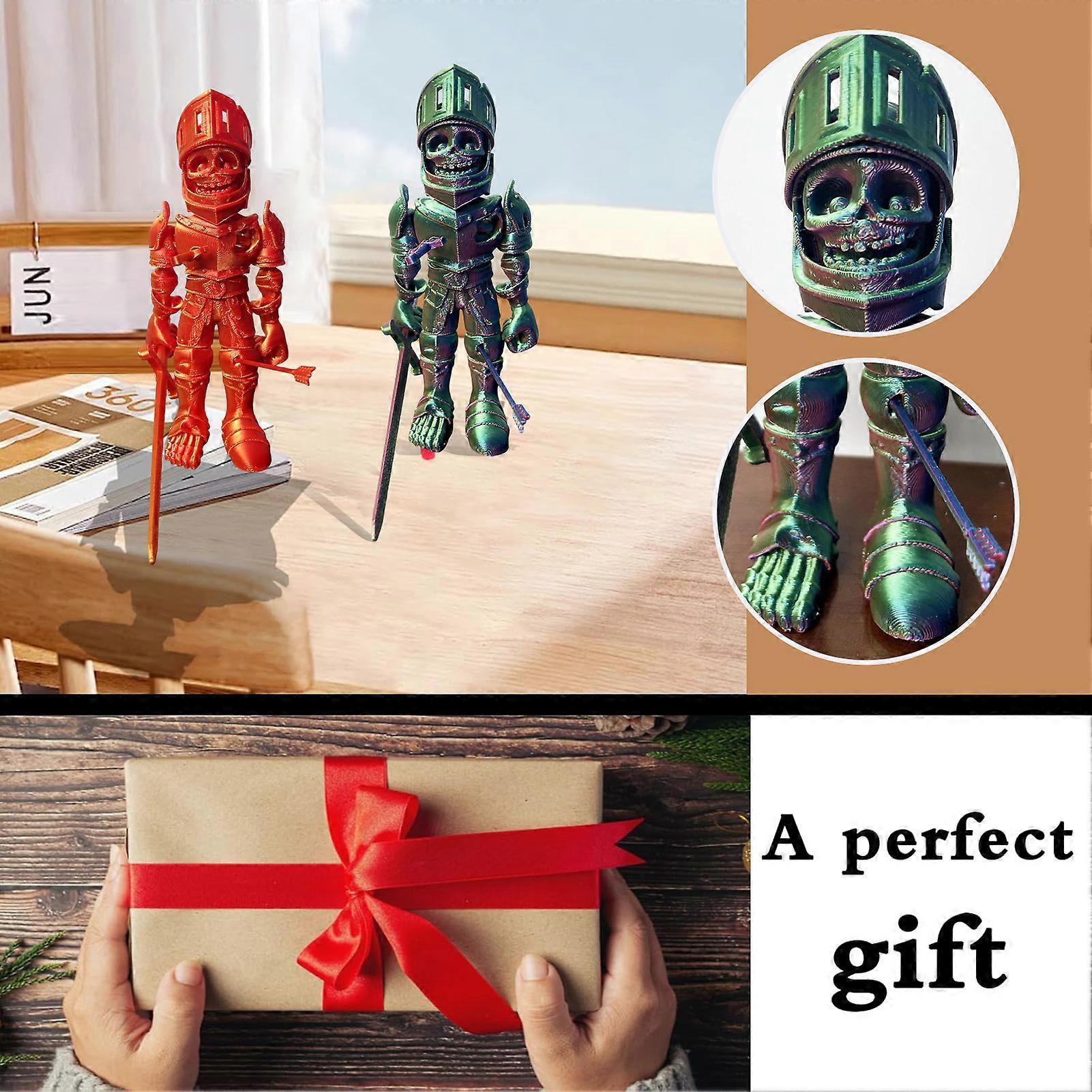 3D Printed Skeleton Knight Figurine Movable Joints Halloween Spooky ...