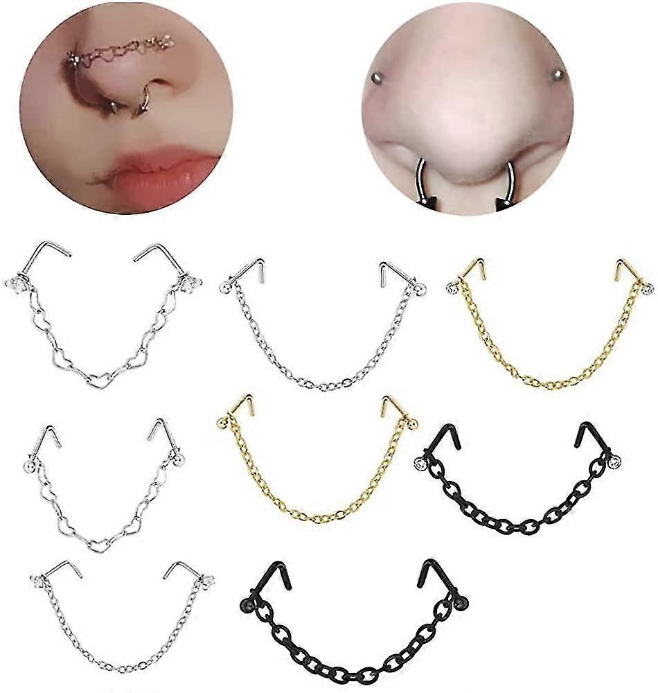 Stainless Steel Nose Ring Chain Nose Stud Decoration Piercing Across ...
