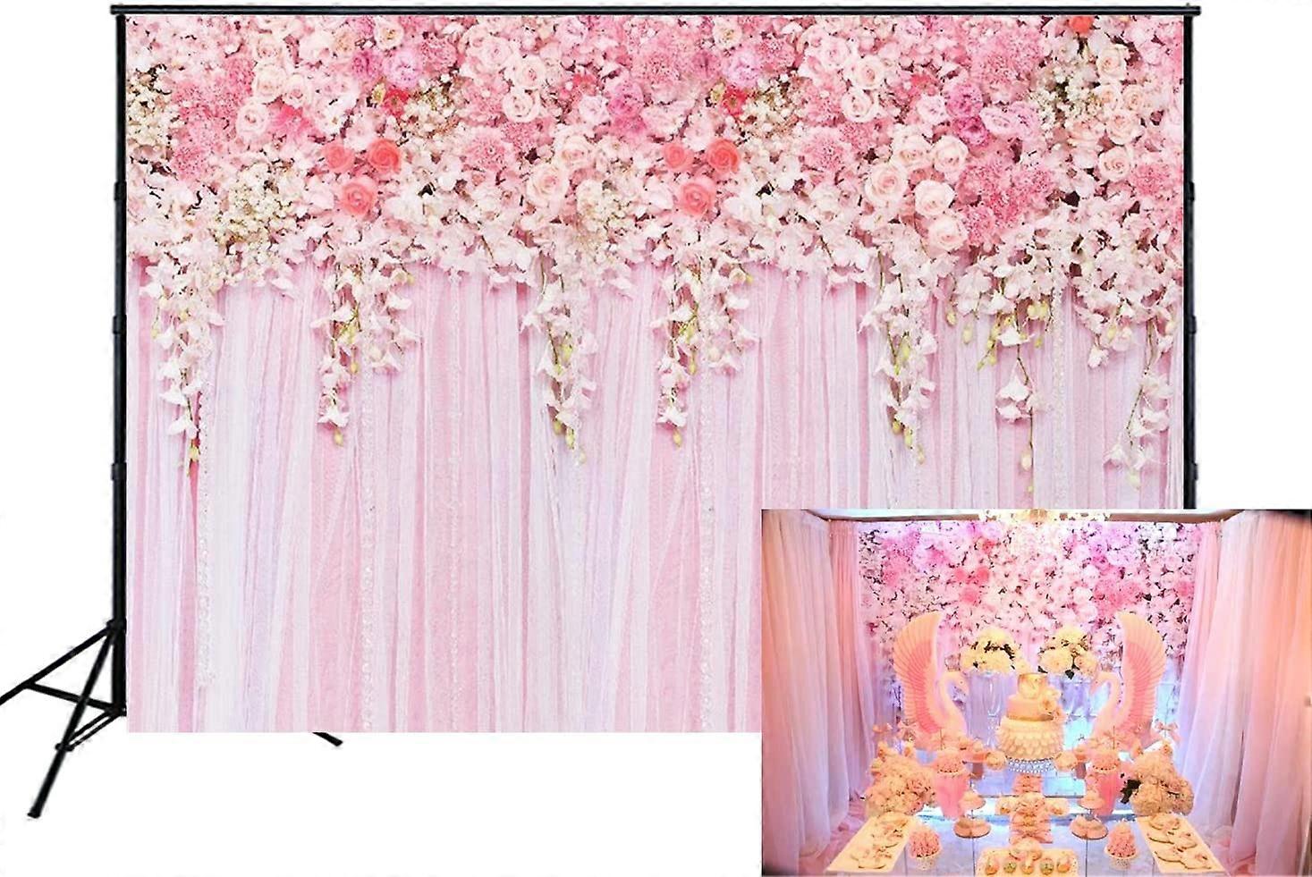 Other Wall Decor 200x150cm Rose Floral Backdrop Thin Vinyl Rose Curtain ...