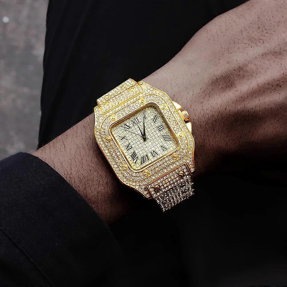 2022 Full Iced Out Watch Mens Cuban Link Chain watch Bling Jewelry for ...
