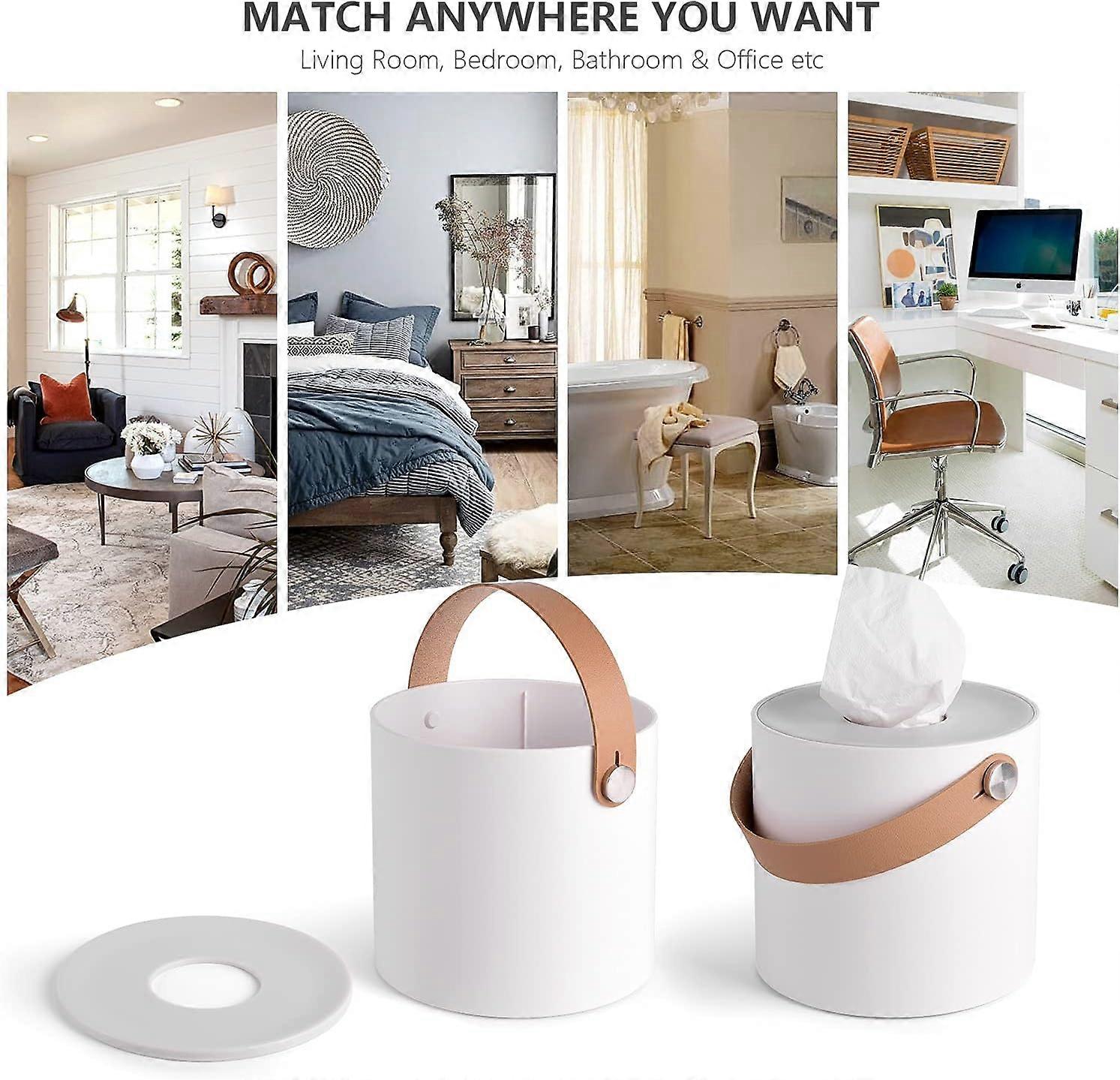 Modern Round Tissue Dispenser Holder Plastic Box Cover Napkin Organizer ...