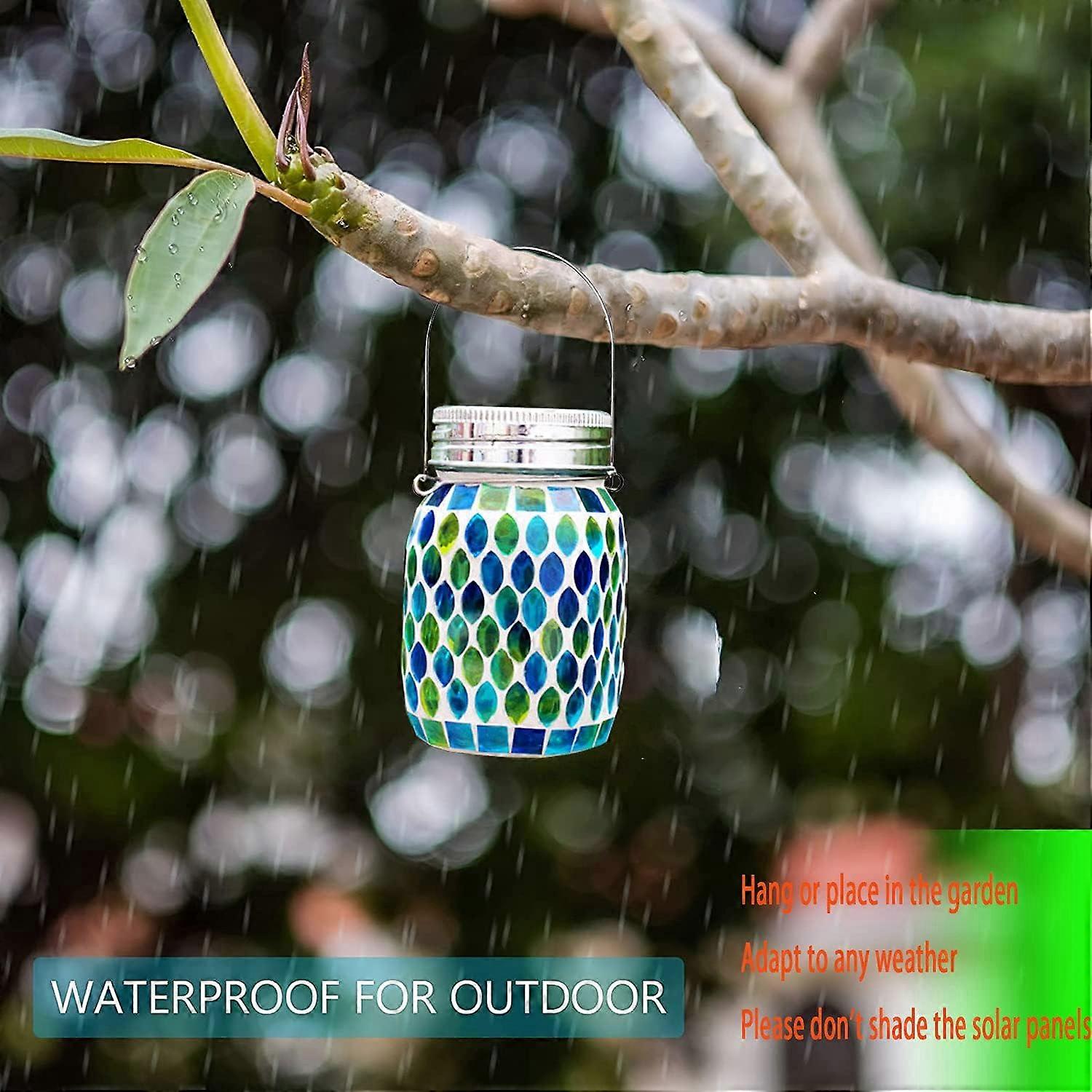 Mosaic solar lamp outdoor chandelier, solar table lamp and cold blue ...