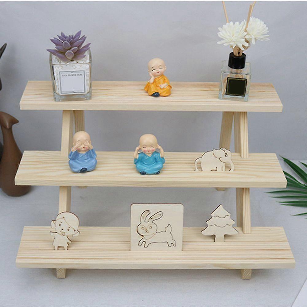 Multi-layer Desktop Storage Organizer Wooden Plant Stand Smooth Edge ...