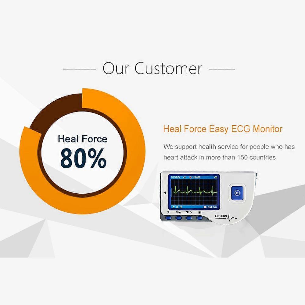 Heal Force PC-180B0 Portable ECG Monitor Handheld LCD Heart Rate Tracker Home EKG Monitoring ...