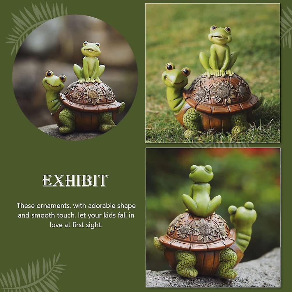 2024 The Gift, Garden Statue Turtles Figurine Cute Frog On Turtle Back ...