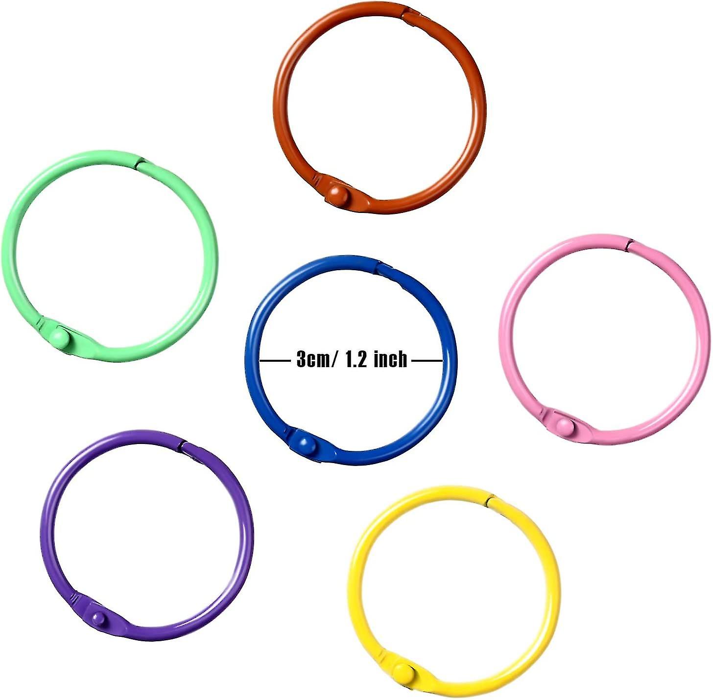 60 Pieces Metal Binder Ring Color Key Chain Binder Binder Ring Book ...