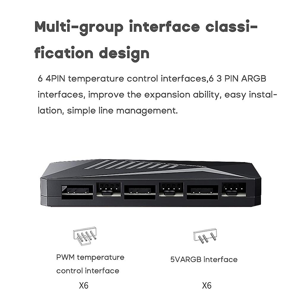 ARGB + PWM Fan HUB 5V 3Pin 4pin ARGB Chassis Fan Controller 12-Port ...