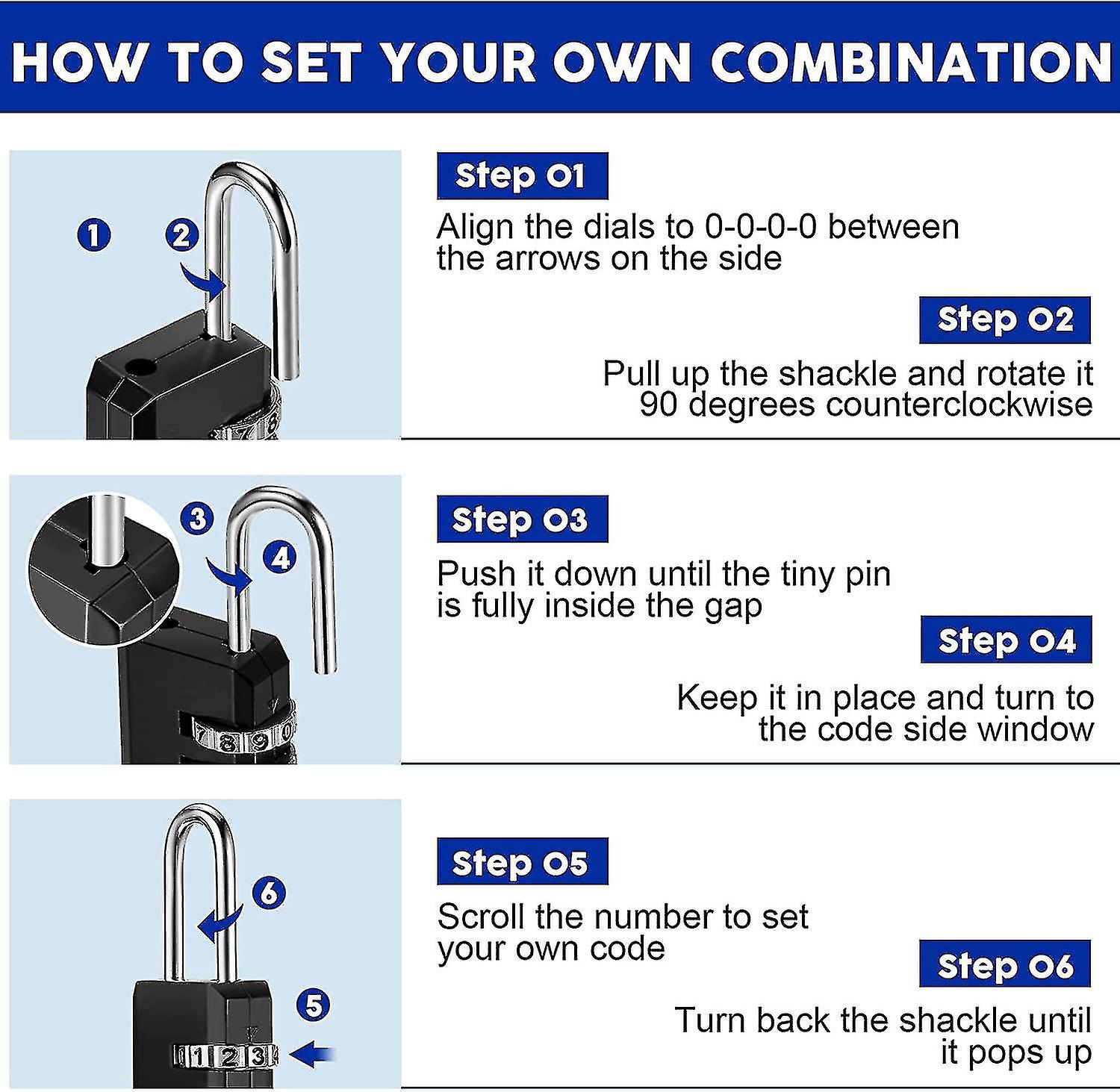 50 Pieces Small Combination Lock 3 Digit Combination Lock Small Padlock ...