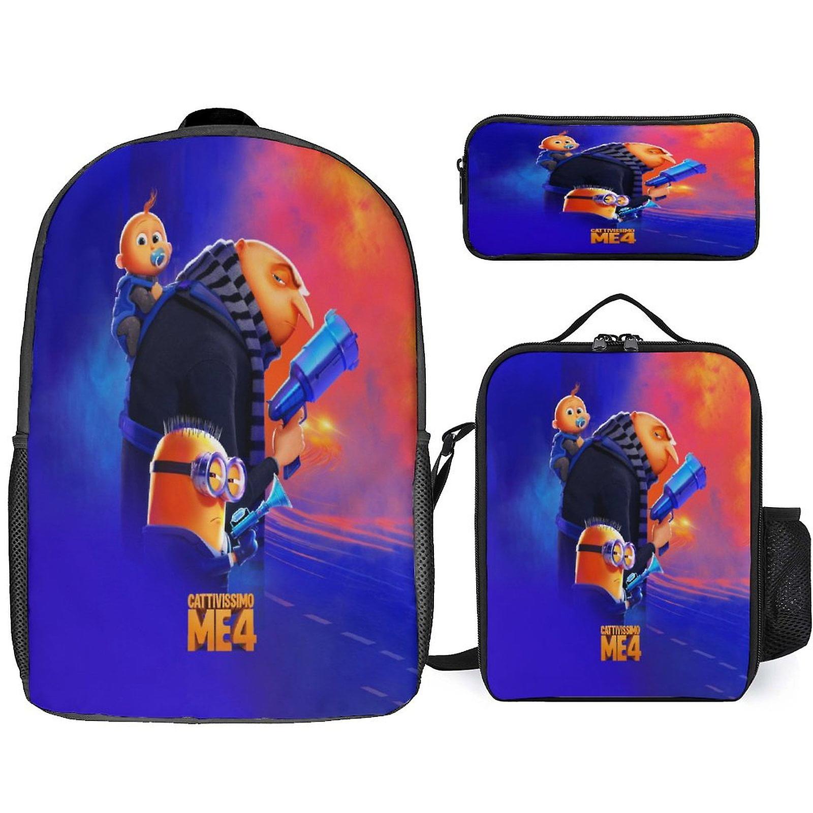 Minions Backpack Set Cartoon Backpacks with Pencil Case & Lunch Bag ...