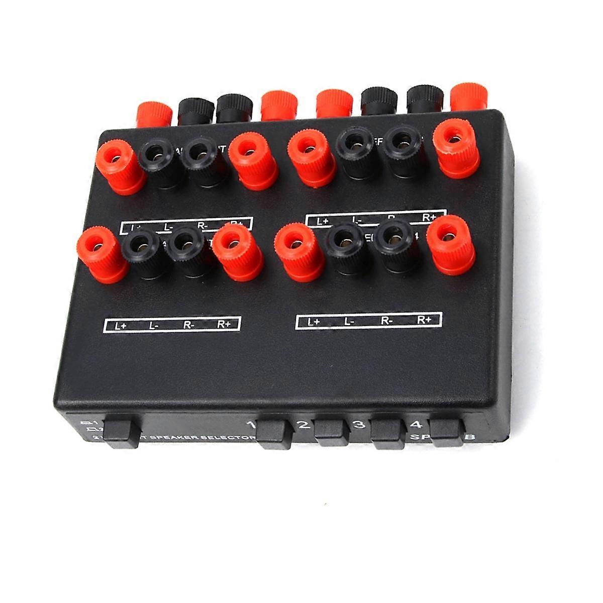 Mini 2-IN-4-OUT Stereo Audio Selector Amplifier Switcher Box Speaker Splitter SP-24B Speaker ...
