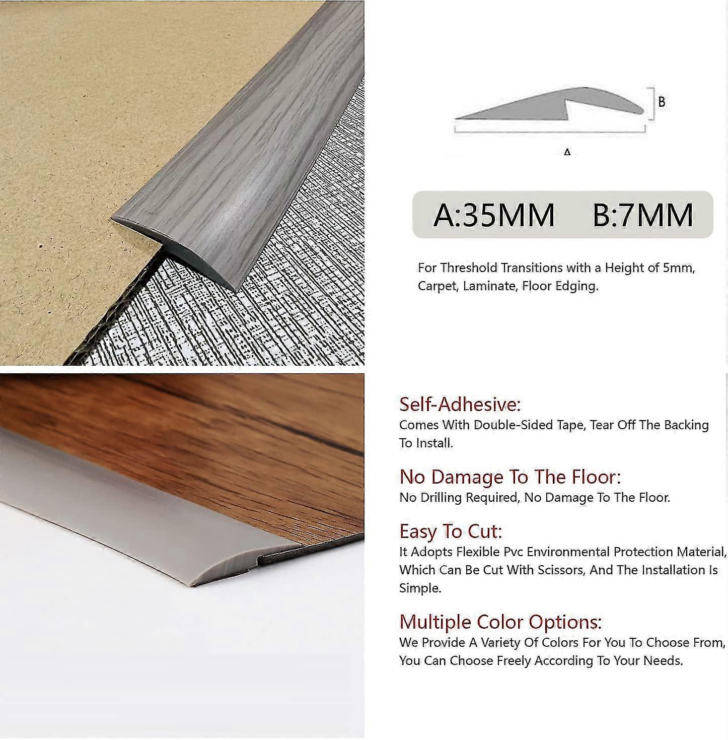 6.56ft Vinyl Self Adhesive Overlap Threshold Reducer,flooring Tile ...