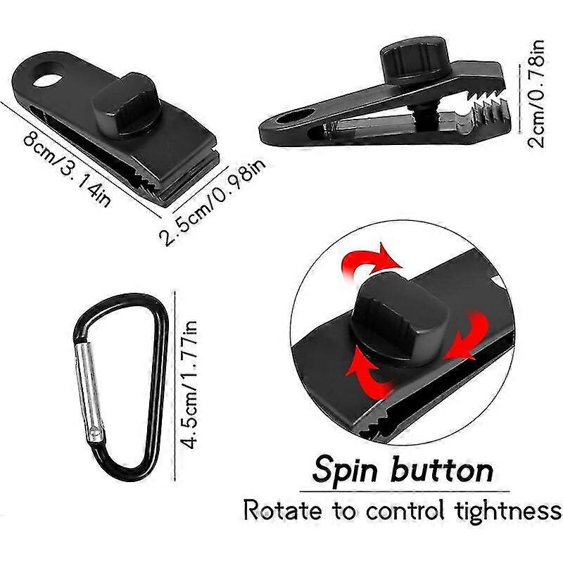 30 Pieces Black Tarp Clips Tarp Clamps Reusable Heavy Duty Tent Clip ...