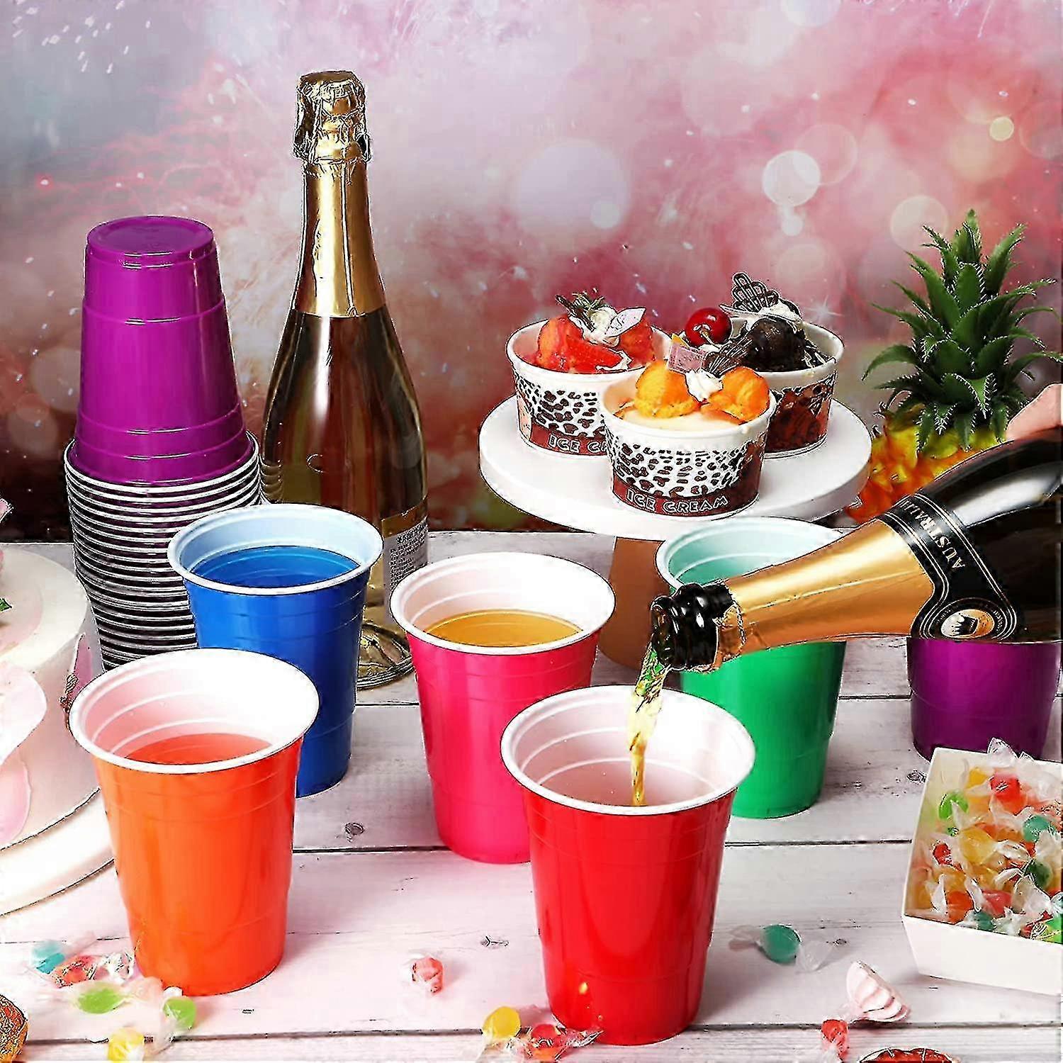 180 Pcs 16 Oz Party Plastic Disposable Cups Heavy Duty Disposable ...