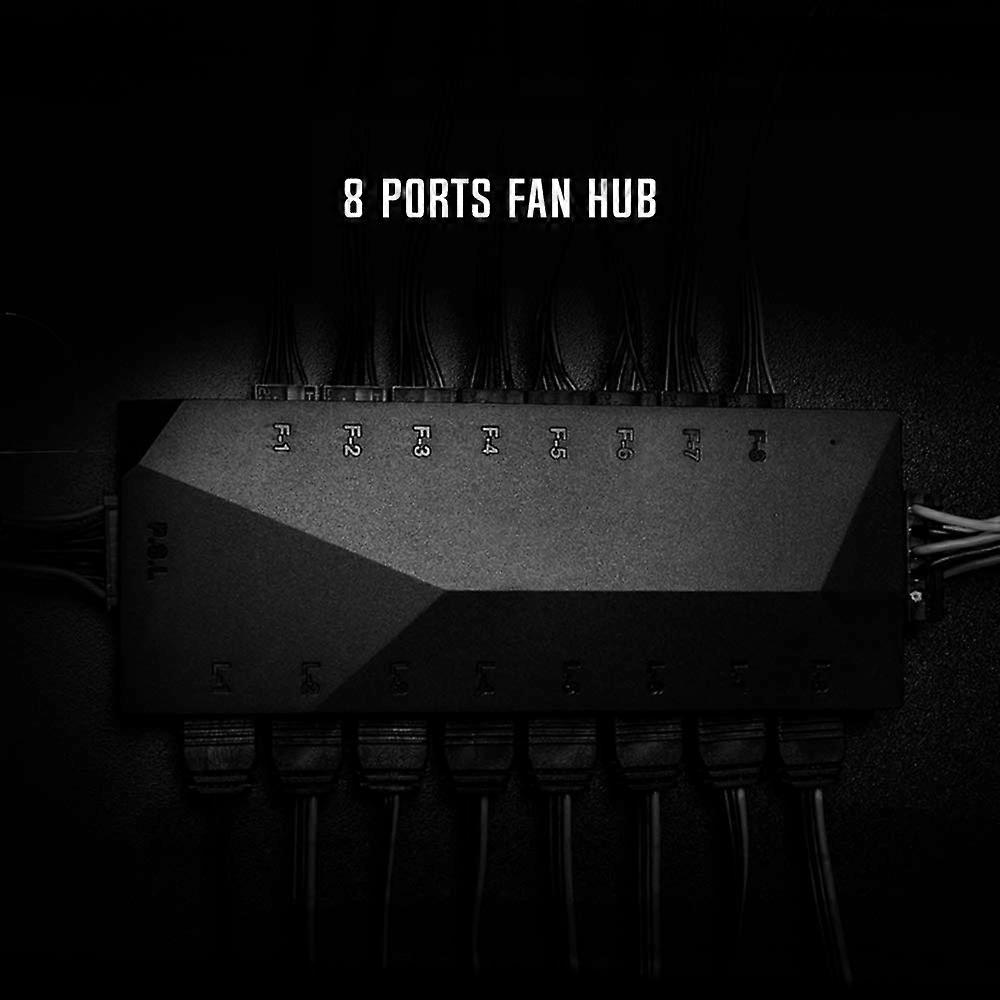 HA-02 Fan Hub for Computer Internal Fans, 8 PWM Ports+8 ARGB Ports, ARGB Motherboard Sync, PWM ...