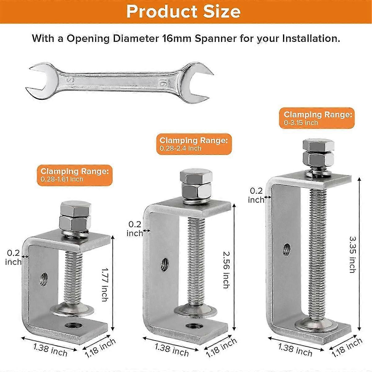 2pcs 304 Stainless Steel C Clamp, Clamp Woodworking Clamp Heavy Duty C ...