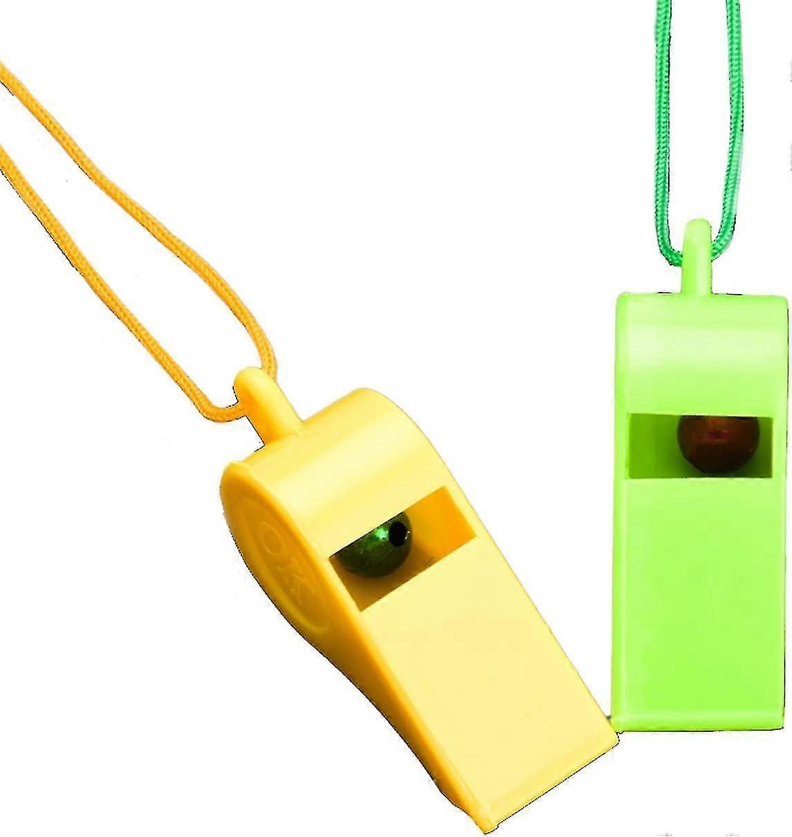 48 Pieces Neon Whistles with Lanyards Plastic Whistles Party Bag ...