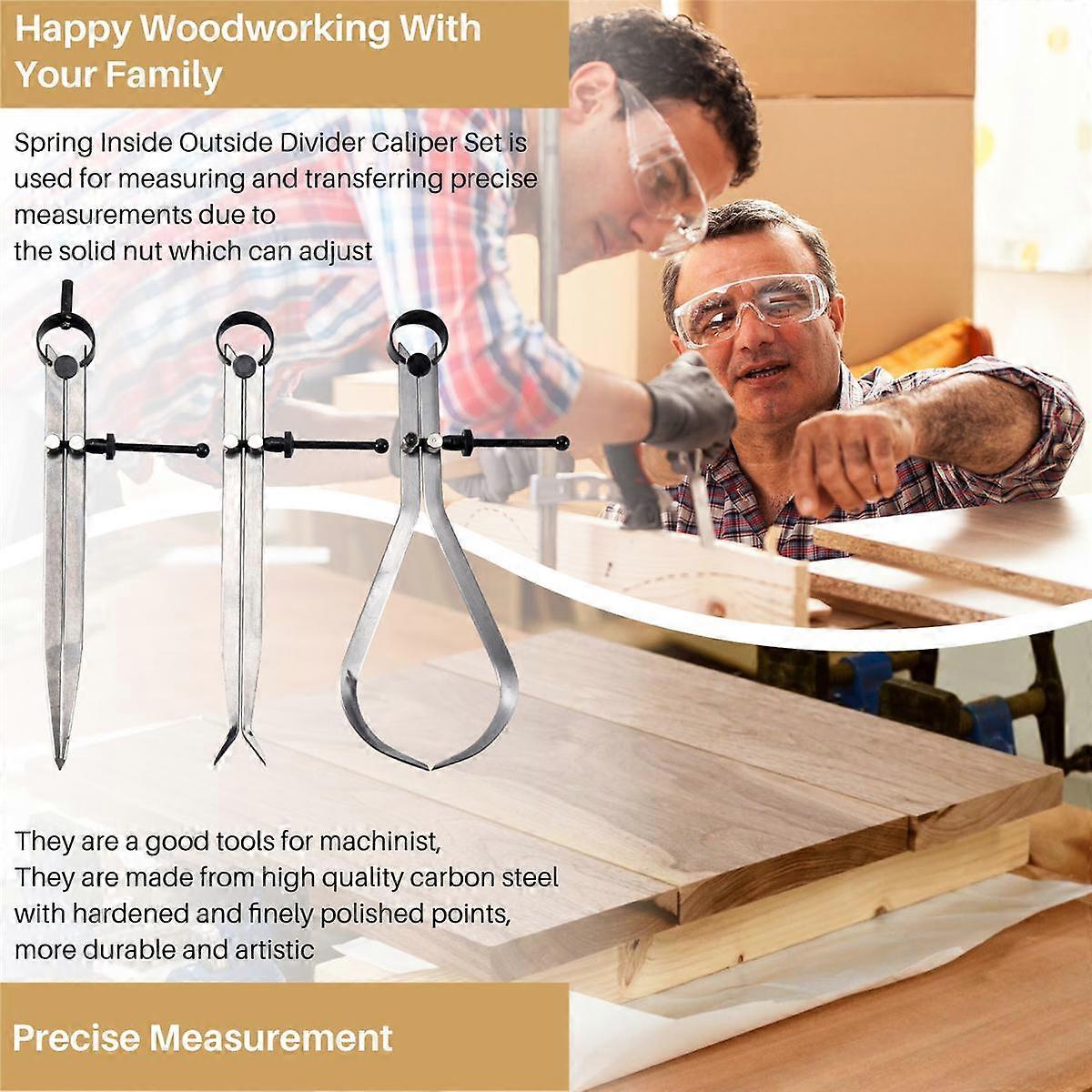 Spring Inside Outside Divider Caliper Set 8-Inch Machinist Tools 3-Pack ...