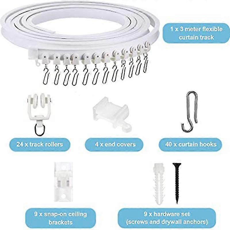 1pc U-shaped L-shaped plastic steel track set Bendable mute slide track ...