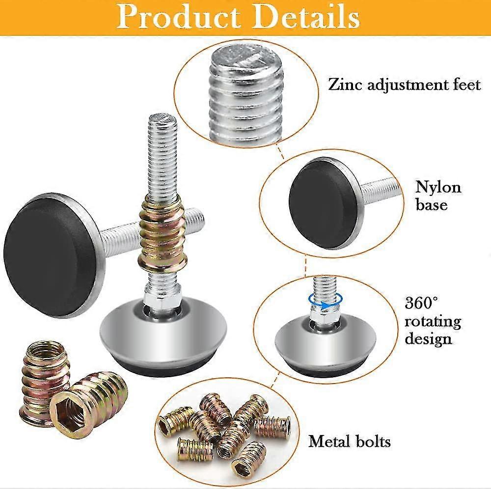 8 Pieces Adjustable Furniture Feet Furniture Leveling Feet Screw Feet ...