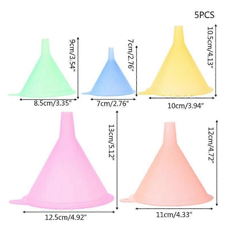 5 Color Funnel, 5 Sizes, Kitchen Plastic Funnel, Candy Color Funnel ...