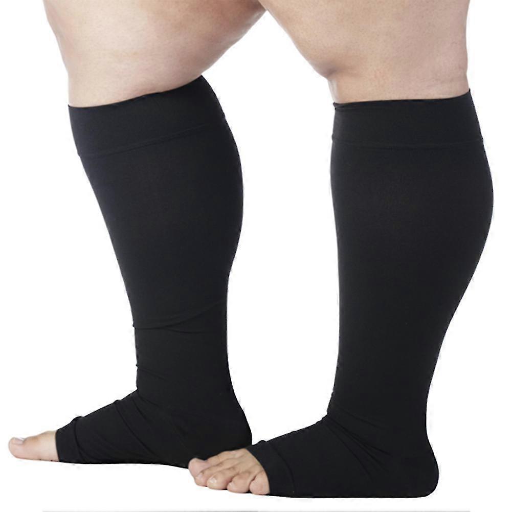 1pair/pack Extra Wide Calf Bariatric Open Toe Compression Socks Ankle ...