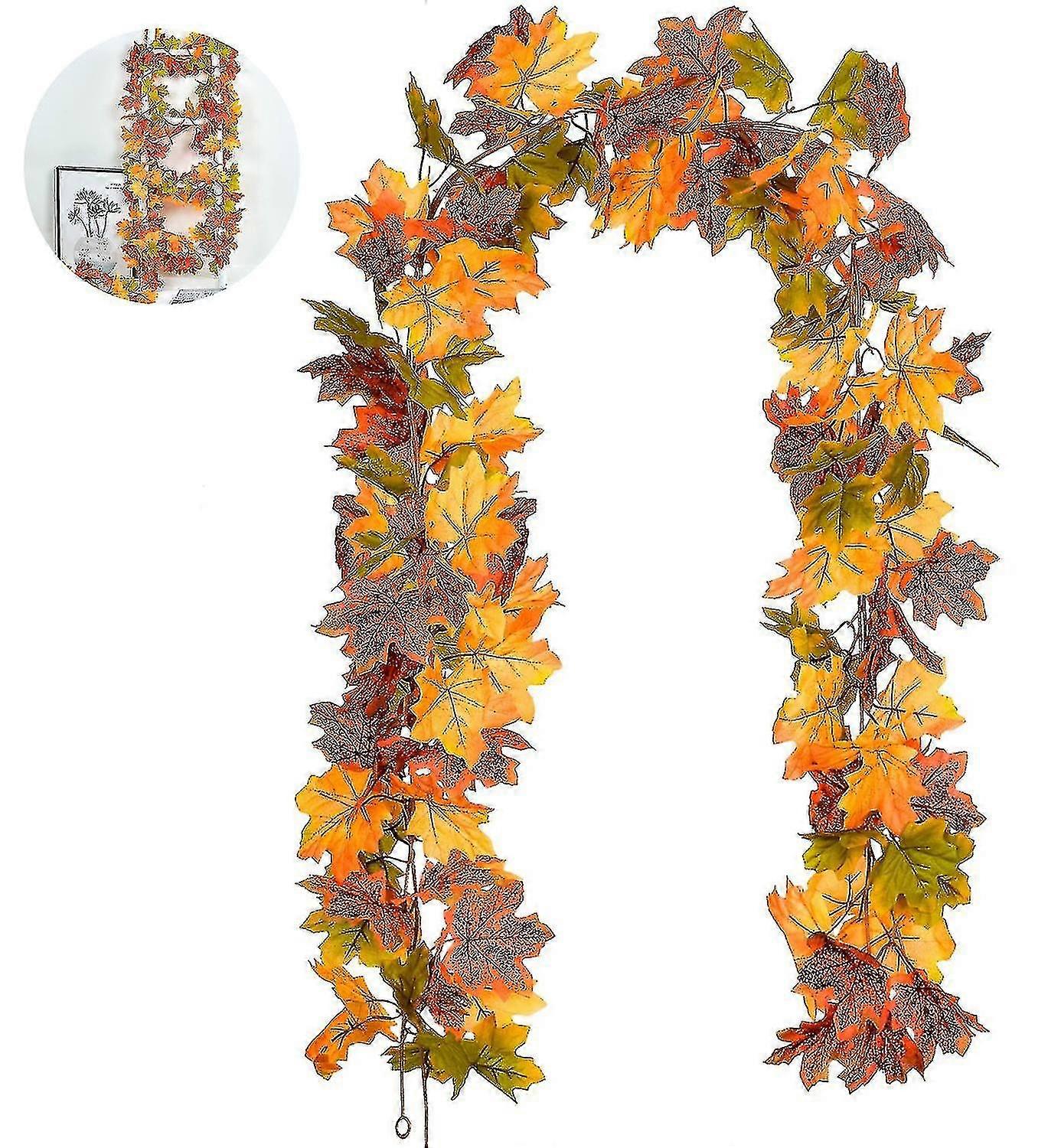 2 Artificial Maple Leaf Garlands, 173cm/each Autumn Leaf Vine Silk ...