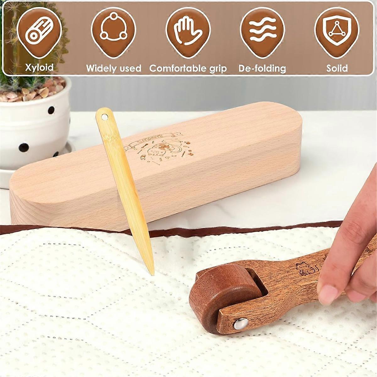 3Pcs Beechwood Tailors Clappers,Seam Roller Beech Board Set, Wooden ...