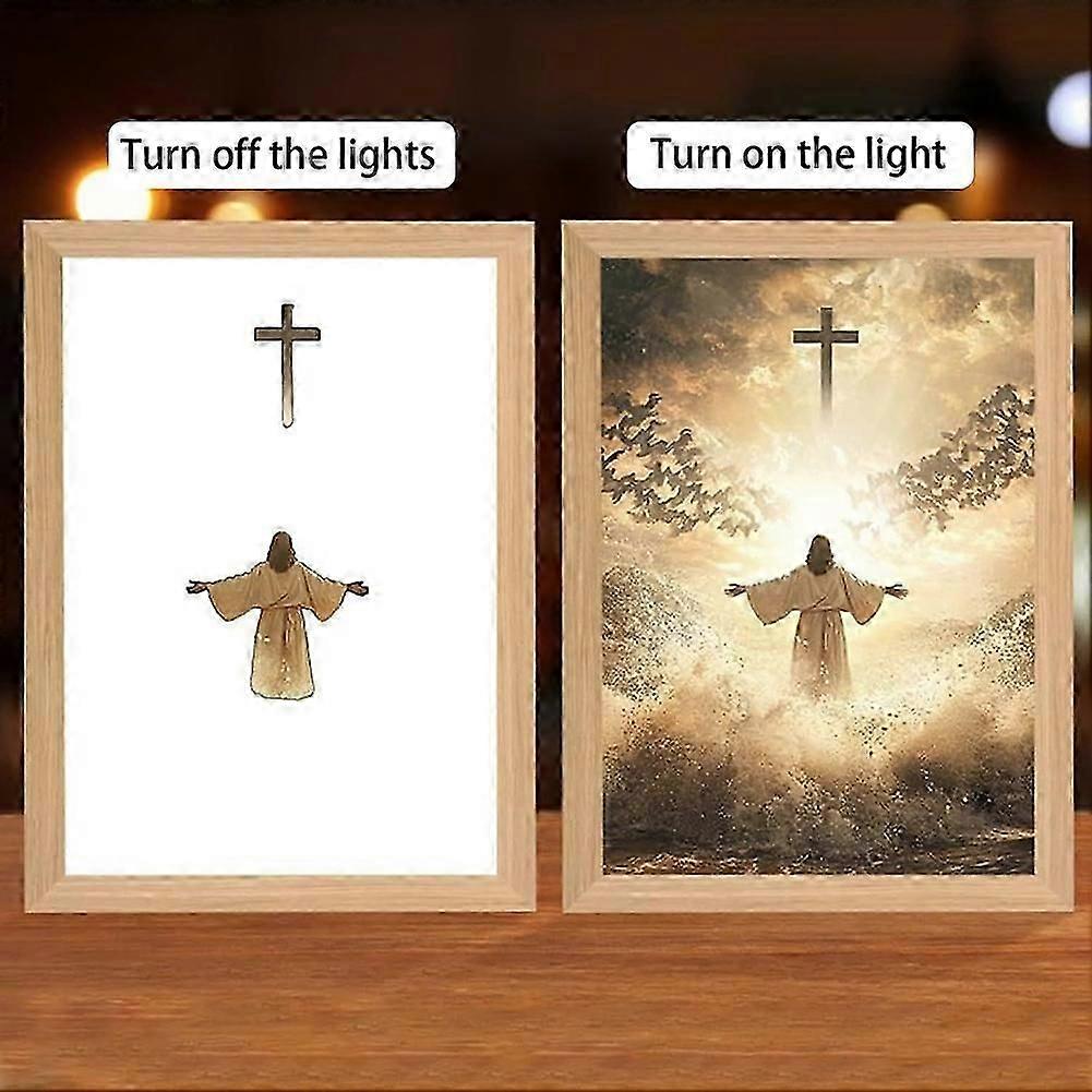 4D LED Jesus Painting with LED Frame, Luminworks Jesus Christian Wall ...