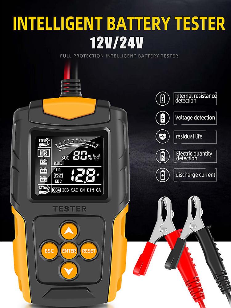 Tk-100 car battery tester 12v 24v digital vehicle cranking charging ...