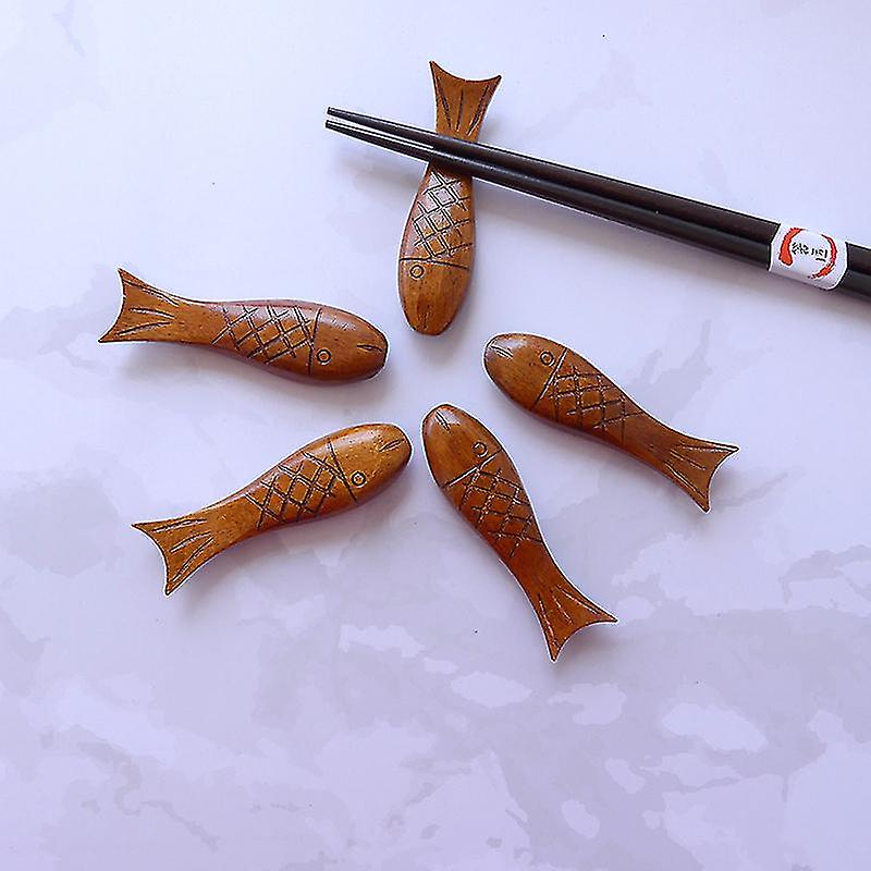 6 Pieces Japanese Style Natural Wood Chopsticks Rest Handmade Round ...