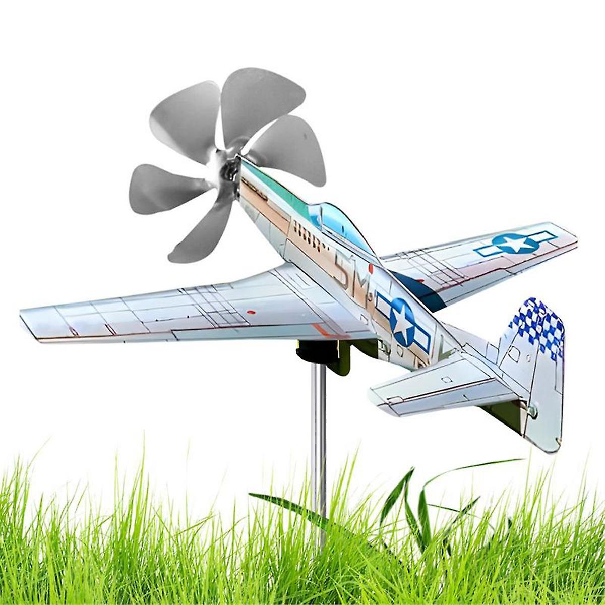 3D Plane Garden Weather Vane Pinwheel Anti- Metal Airplane Plug-in ...