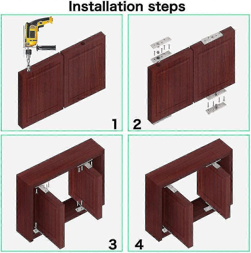 4 Pieces Stainless Steel Pivot Hinges, 360 Degree Concealed Rotation ...