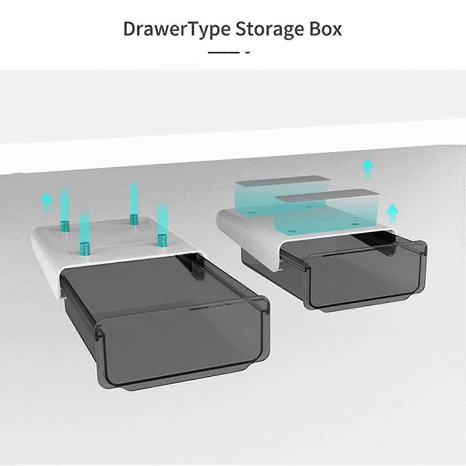 Under Desk Drawer Organizer Self-Adhesive Storage Box Under Table ...