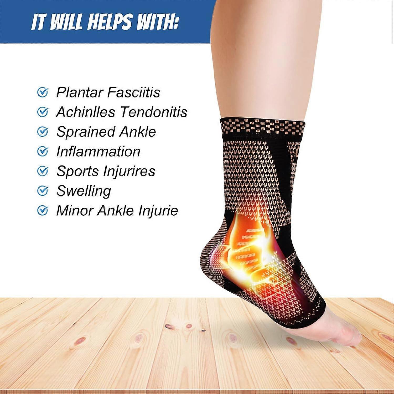 1Pair Copper Ankle Brace Compression Support Sleeve, Ankle Wrap & Ankle ...