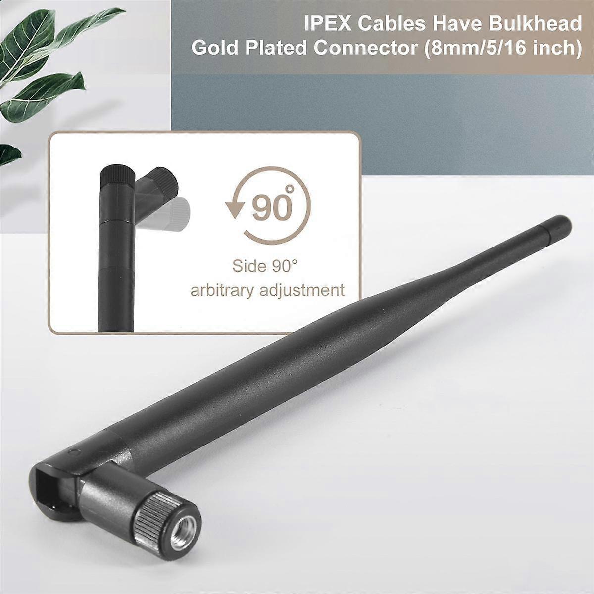 Highfine 2 x 6dBi 2.4GHz 5GHz Dual Band WiFi RP-SMA Antenna + 2 x 35cm ...
