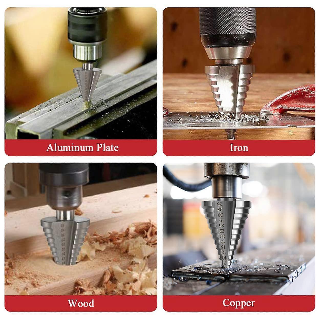 Step Drill Bit, Double Slot Cone Cutting Drill (5mm-35mm) | Fruugo UK