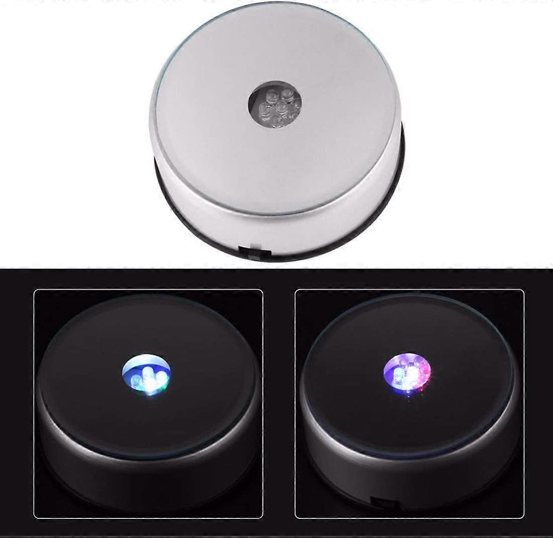 7 LED Light Crystal Display Stand Base, 7 Colored Rotating Crystal ...