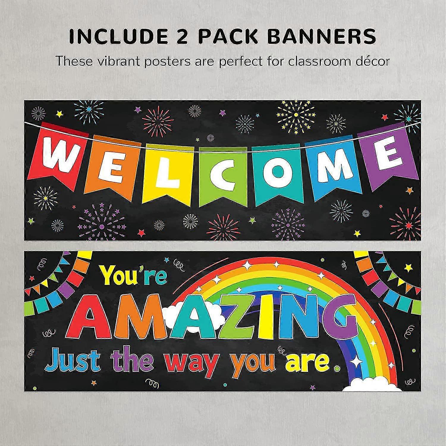 2 Pack Motivational Classroom Decorations, Banner Posters For Teachers ...