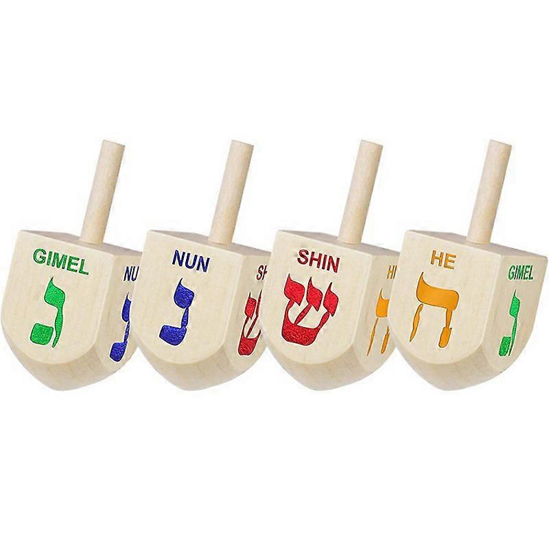 10pcs Hanukkah Wooden Dreidel Set Classic Spinning Tops for Kids ...