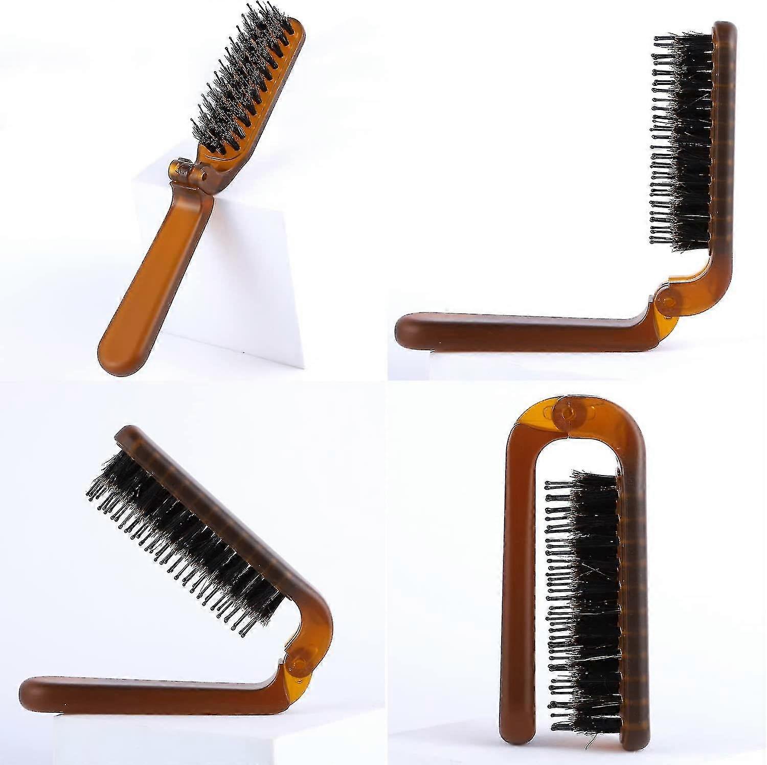 2 Pcs Folding Brush And Comb Set, Boar Bristle Hair Brush And Double ...