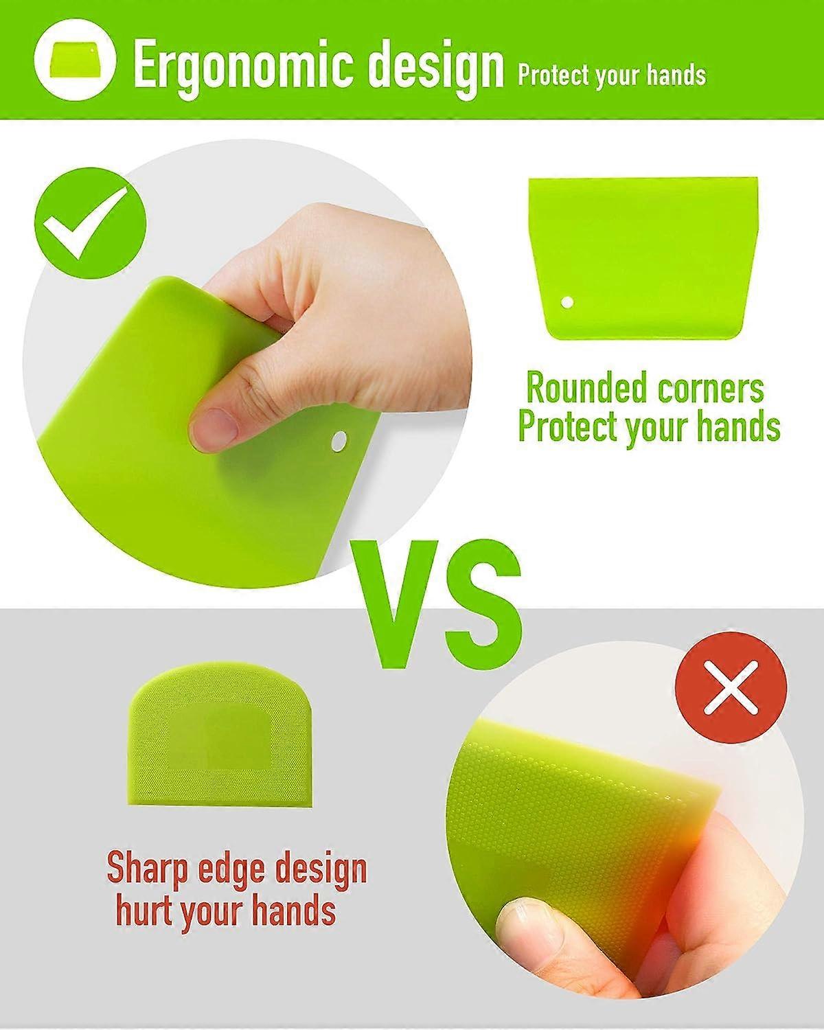 (2PCS) Dough Scraper Bowl Scraper Food safe Plastic Dough Cutter ...