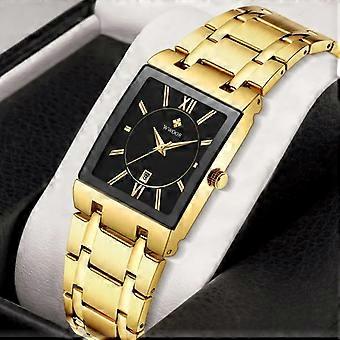 Relogio Masculino Guld Klocka Män Square Mens Klockor Lyx Golden Quartz ...