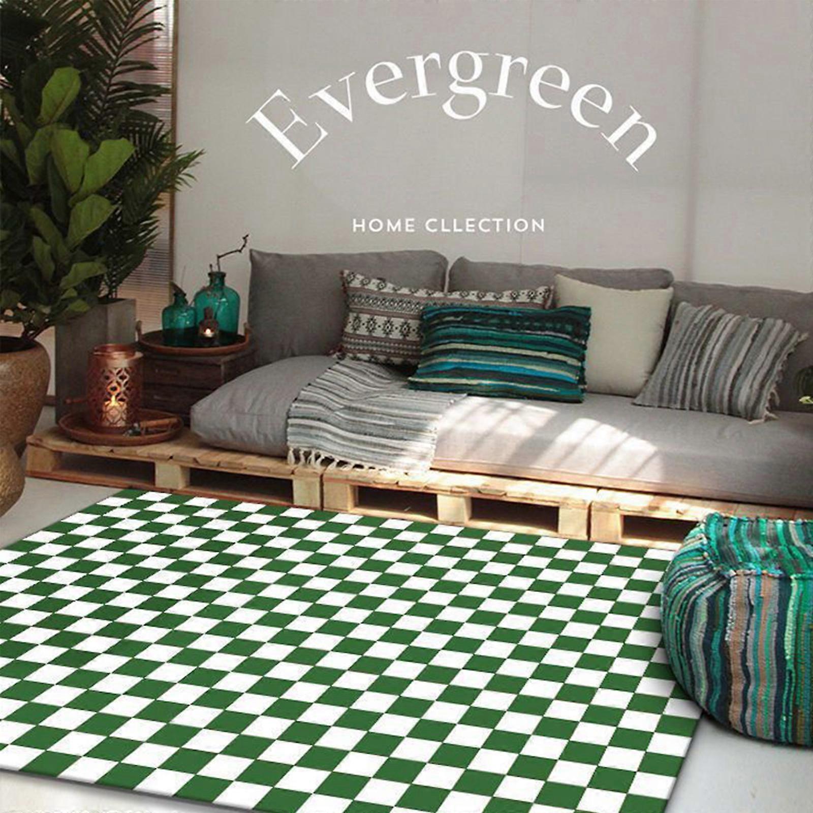 Classic Retro Green Soft Shag Checkered Rugs for Boys Bedroom | Fruugo UK